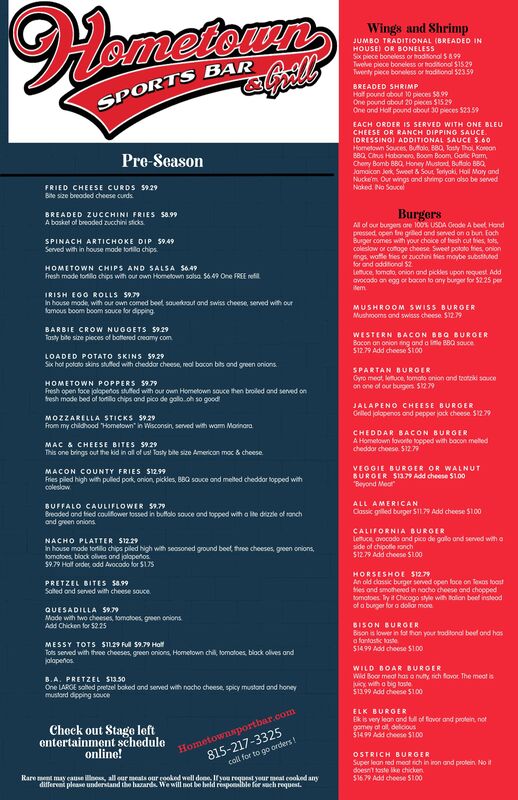 Sports Bar Menu Items
